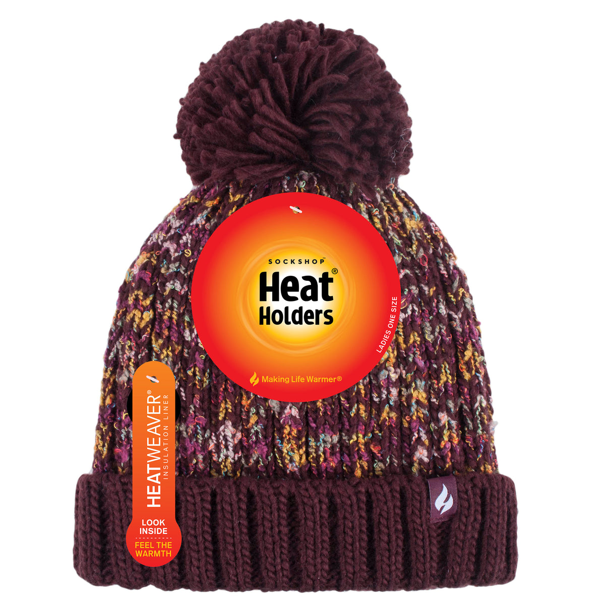 Ladies Eidda Pom Pom Hat - Wine – Heat Holders