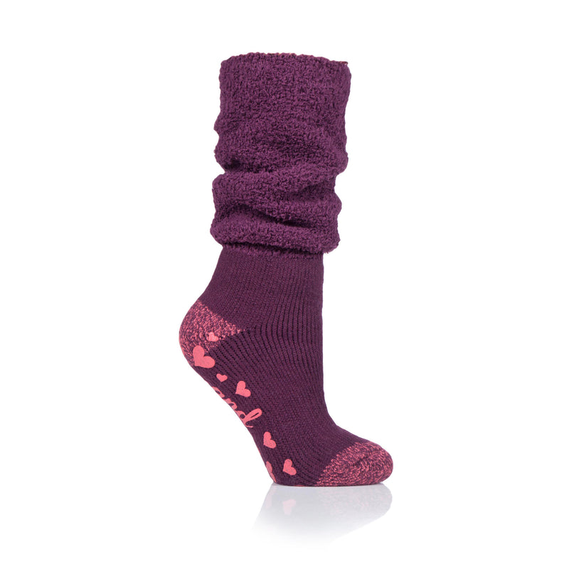 Ladies Original Lounge Socks with Comfy Slouch Top - Wine – Heat Holders