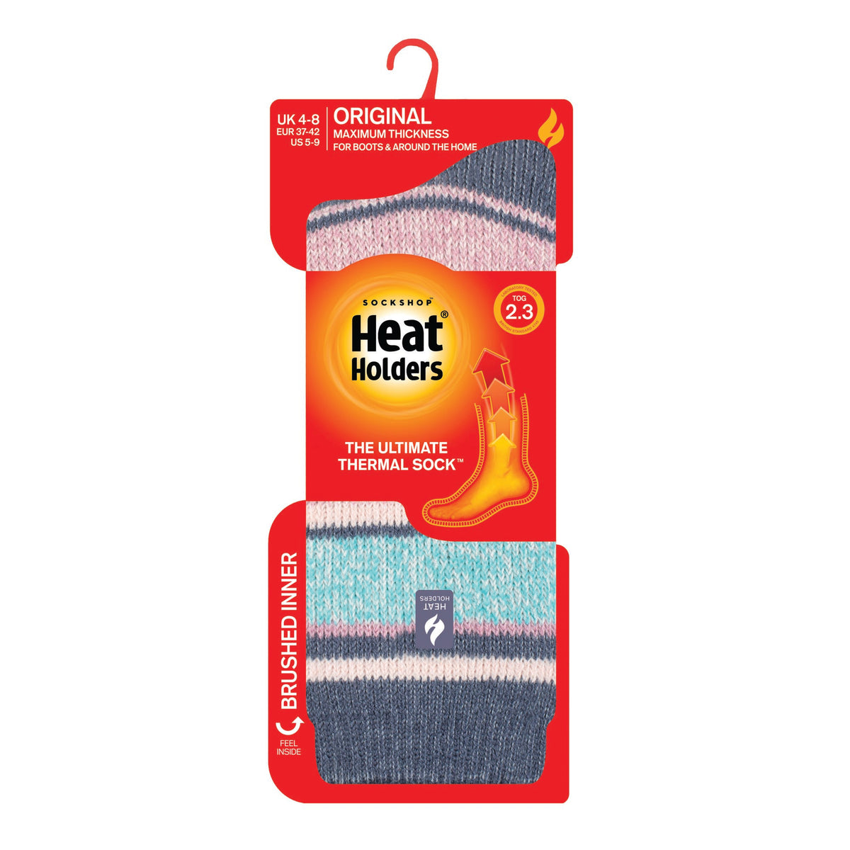 Ladies Original Palma Multi Stripe Socks - Denim – Heat Holders
