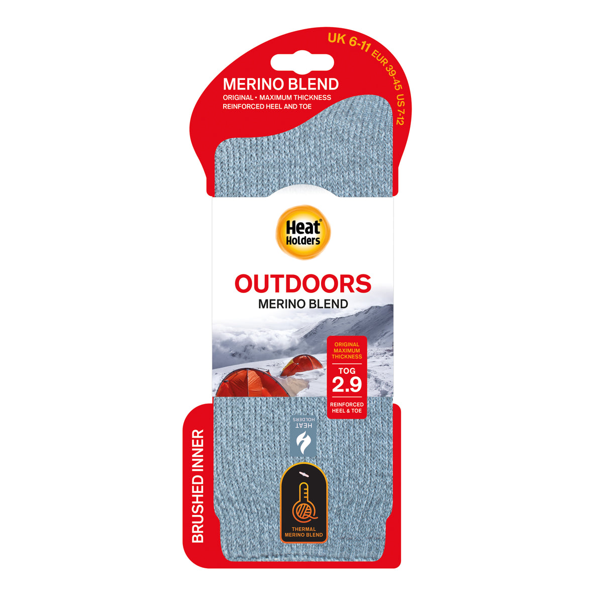 Mens Original Outdoors Merino Wool Blend Socks - Steel Blue – Heat Holders