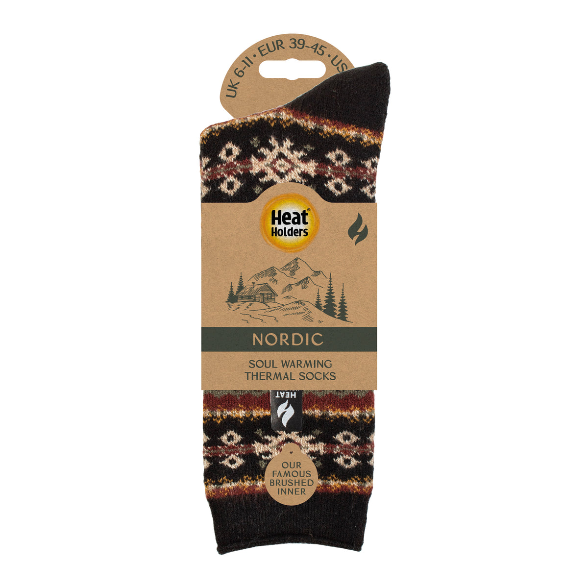 Mens Lite Nordic Thermal Socks - Black & Olive – Heat Holders