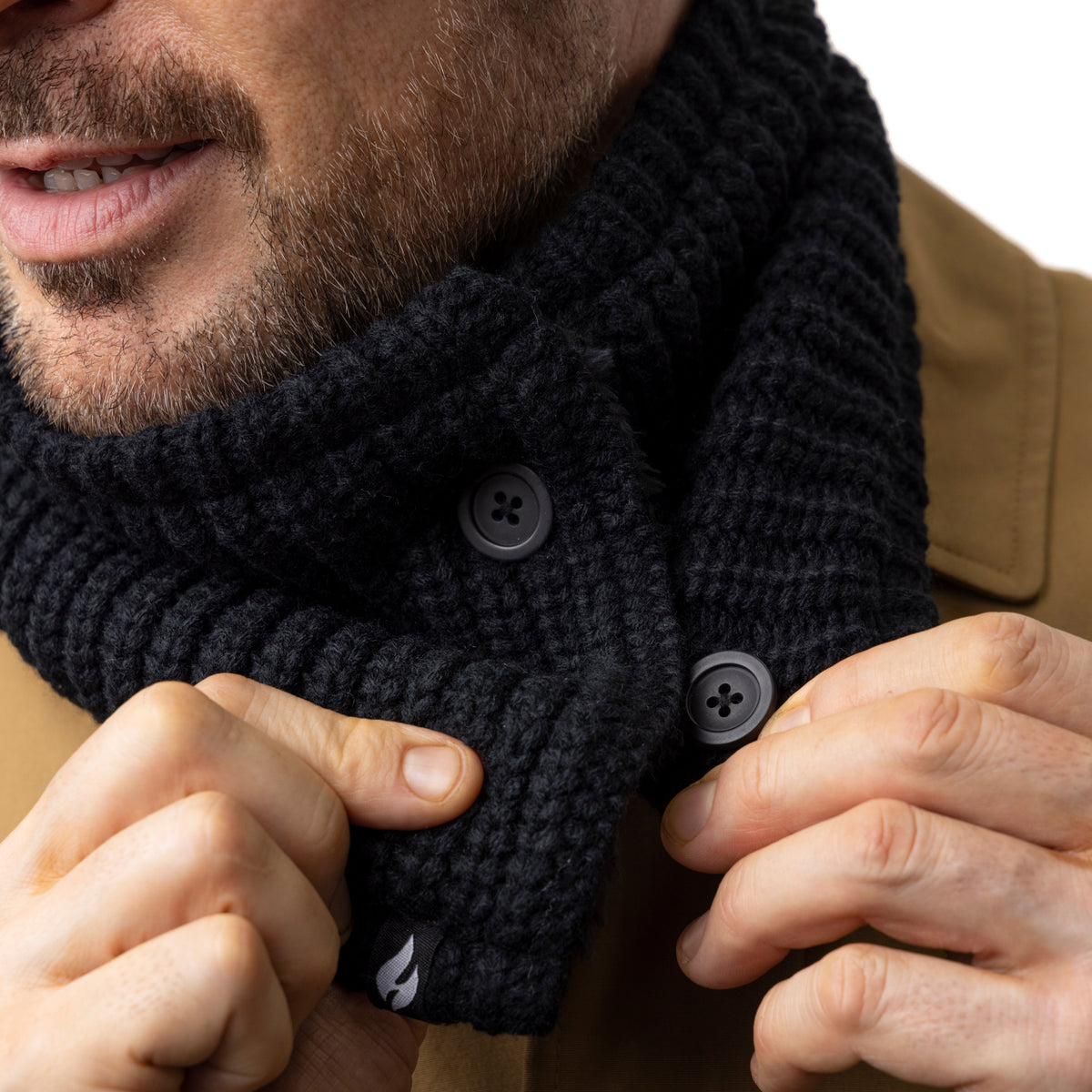 Unisex Button Up Neck Warmer - Black – Heat Holders