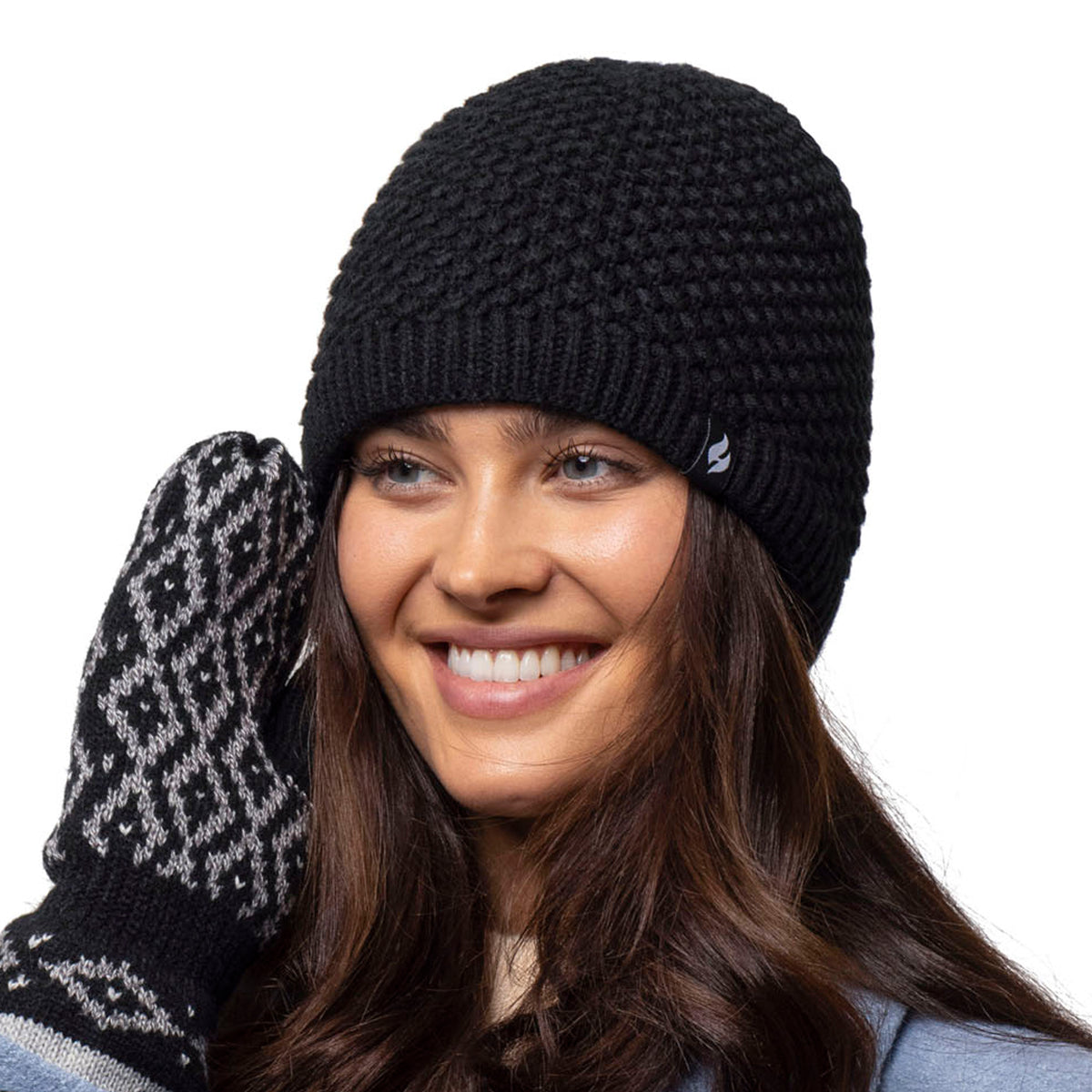 Ladies Nora Knitted Hat - Black – Heat Holders