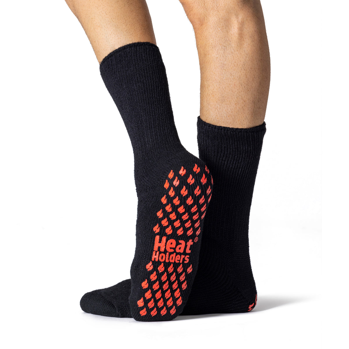 Mens Original Thermal Slipper Socks - Black & Red – Heat Holders